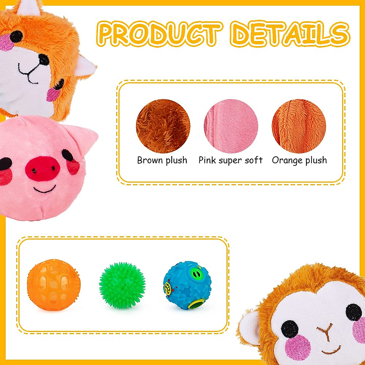 TOTARK Squeaky Dog Toy Balls, Interactive Dog Toys for Small Medium Large Dogs, 2 in 1 Detachable Plush Dog Balls Toys for Boredom, Chew Toys for Training & Exercise