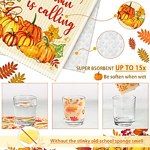Thanksgiving Swedish Kitchen Dishcloths Pumpkins Multi Purpose Kitchen Towel Absorbent Fall Dish Clothes Soft Reusable Cleaning Dish Cloths Washable Decorative Tea Towels (Autumn Style, 6 Pcs)