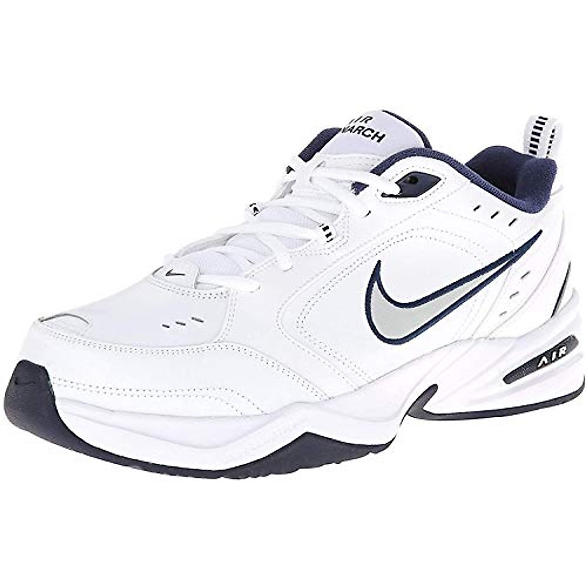 Nike Men's Air Monarch IV Cross Trainer, White/Metallic Silver, 6 X-Wide