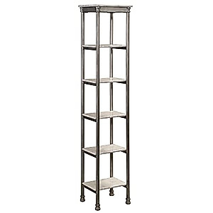 Home Styles The Orleans Six Tier Tower with Marble Laminate Shelves, Sturdy Powder-Coated Steel Frame
