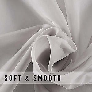 MRTREES Grey Sheer Kitchen Valance for Windows 1 Pack, Small Modern Rod Pocket Voile Valance Curtain Window Treatment Decor for Living Room Bathroom Cafe Laundry Basement, 54" W x 16" L