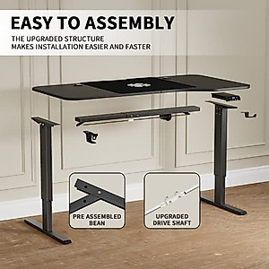 Furmax Electric Height Adjustable Standing Desk Large 63 inch Sit Stand up Desk Home Office Computer Desk Memory Preset with Mouse Pad and T-Shaped Metal Bracket, Desktop with Corner, Black
