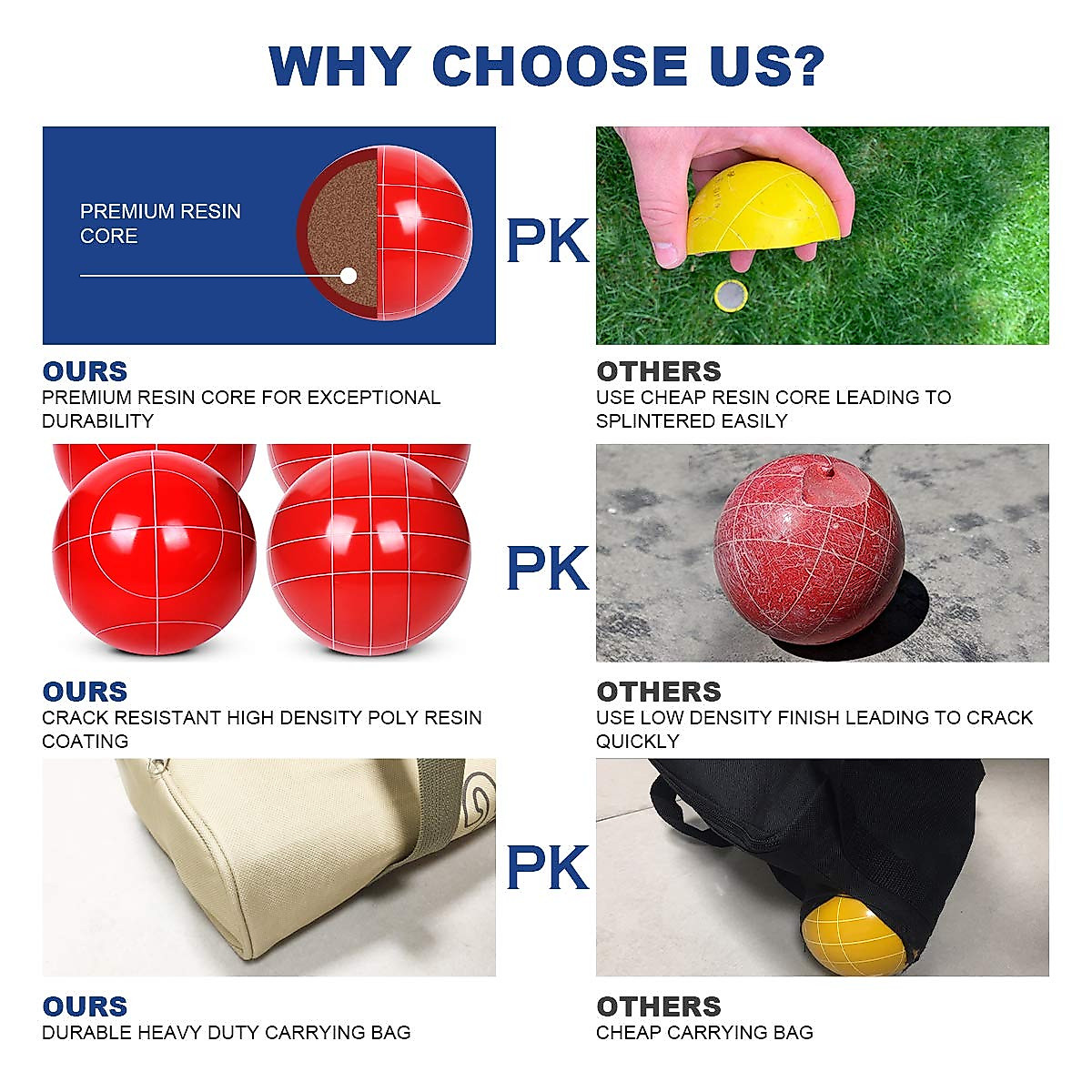 100mm Bocce Ball Set Regulation Size and Weight with 8 Resin Bochie Balls, Pallino, Carrying Bag, Measuring Rope, Gift for Family Backyard Lawn Yard Beach Bocci Games (Multi Colors, 2-8 Players)