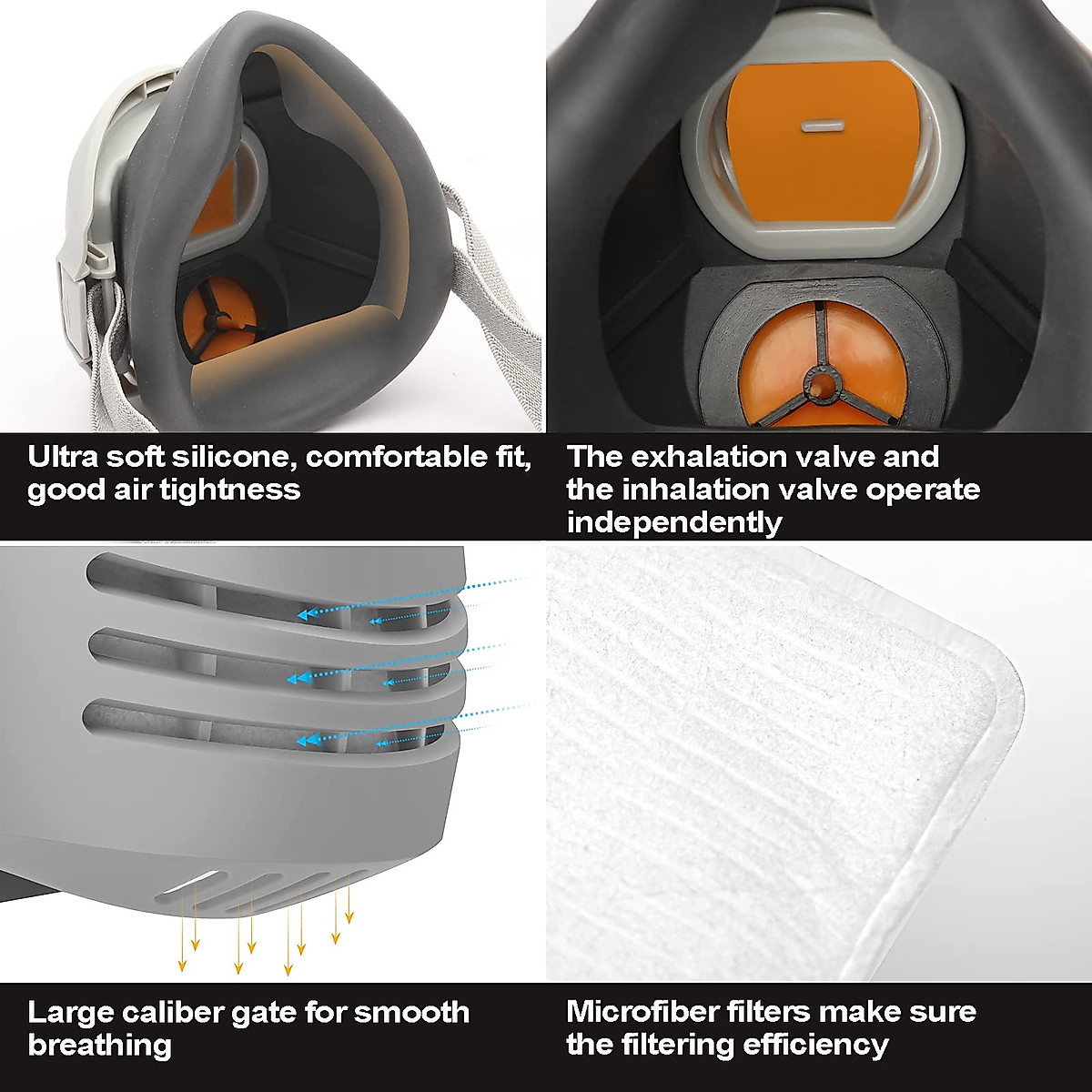 Ougulie Reusable Respirator Mask Lightweight Portable to Protection Against Dust, Fumes, Asbestos and Other Airborne Particles while Painting, Spraying, Polishing and More