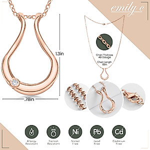 Emily C Original Patented Ring Holder Necklace,Stainless Steel Necklace Ring Holder,Women & Men Wedding Ring Holder Necklace, Stainless Steel, Cubic Zirconia