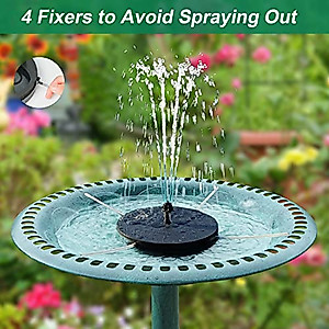 Upgraded Solar Water Fountain, GAIZERL 3.5W Solar Fountain Pump for Bird Bath with Battery Backup, Floating Solar Powered Fountains with 4 DIY Fixed Sticks & 7 Nozzles for Birdbath Garden Pond