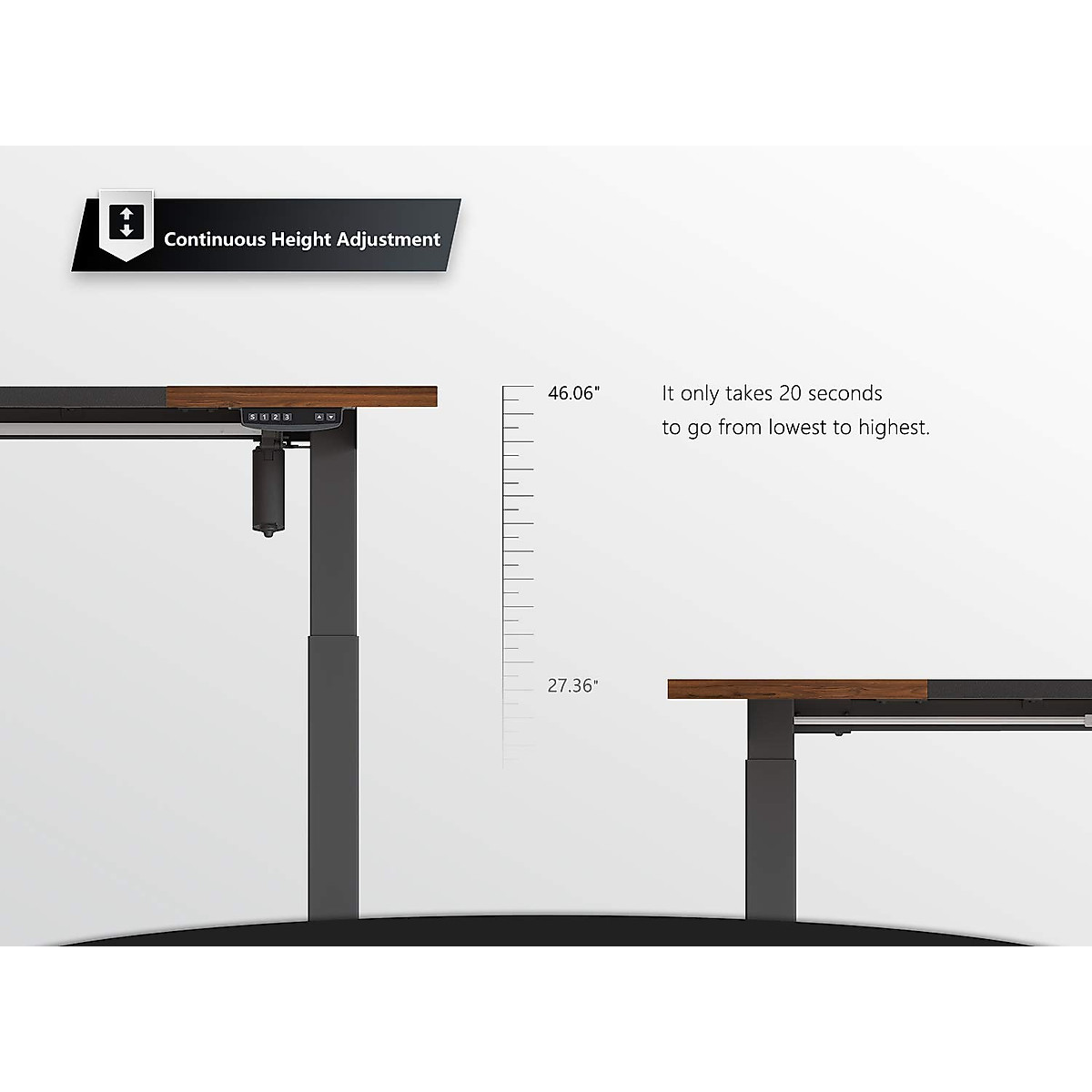 FEZIBO Height Adjustable Electric Standing Desk with Pencil Holder, 63 x 24 Inches Stand Up Desk, Sit Stand Desk with Espresso and Black Top and Black Frame