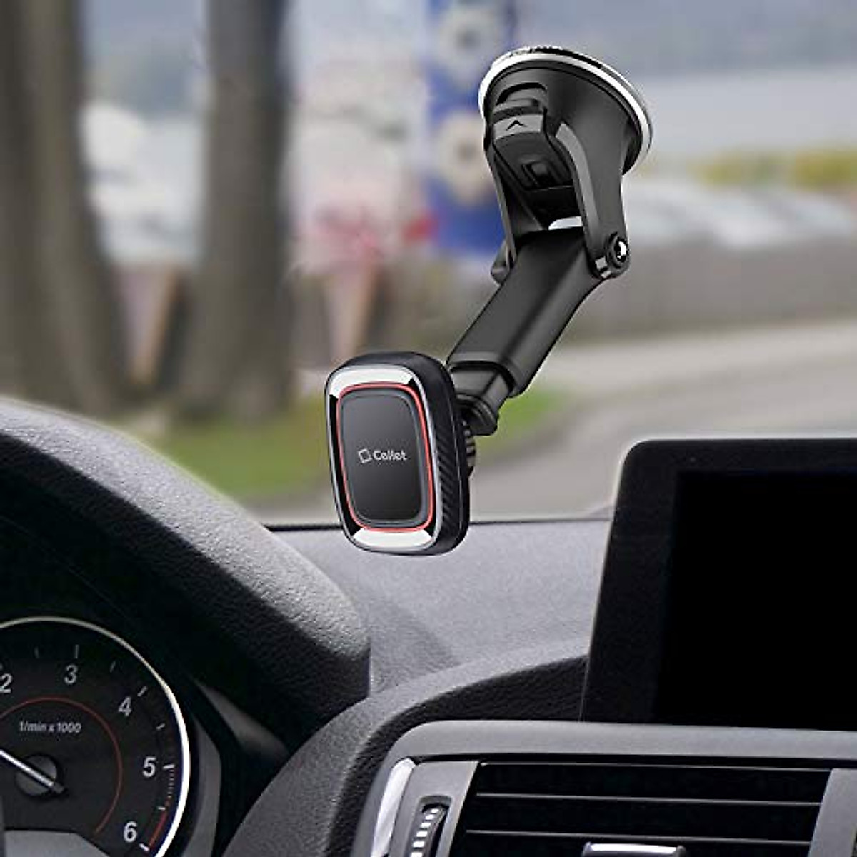 Cellet Magnetic Car Phone Mount, Universal Dashboard & Windshield, Super Strong Suction Cup Car Phone Holder Adjustable Telescopic Long-Arm Compatible with iPhone Samsung Galaxy Google Pixel Moto
