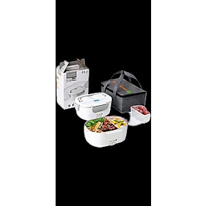 Electric Lunch Box Food Heater Portable Food Warmer For Car & Home Electric Heating Lunch Box 1.5L, 55W Food Warmer Lunch Box w/Removable Container Includes Large Fork, Spoon & Insulated Bag