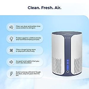Miko Air Purifier For Home HEPA Air Purifier Covers 400 sqft In Large Room, 3 Fan Speeds, Built-in Timer, 150 CADR, Sleep Mode- True H13 HEPA Removes 99.97% Smoke, Pollen, Pets, Allergies,
