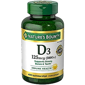 Nature's Bounty Immune Health Vitamin D3 5000 iu, Rapid Release 400 Softgels