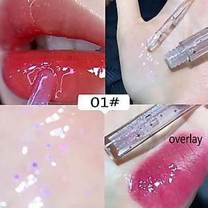 Natural Hydrating Shimmery Lip gloss set, Waterproof Long Lasting Moisturizing Lip Care Lip Oil Gloss, Diamond Transparent Shimmer Hydrating & Plumping Lip Tint for Women and Girls (4PCS)