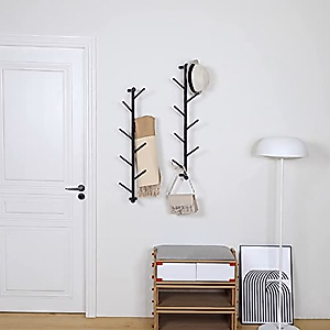 Hongtamoya 2 Pack Vertical Coat Rack/Hat Rack Wall Mount, Wall Mounted Coat Rack, Metal Wall Coat Rack for Entryway, Living Room, Bedroom