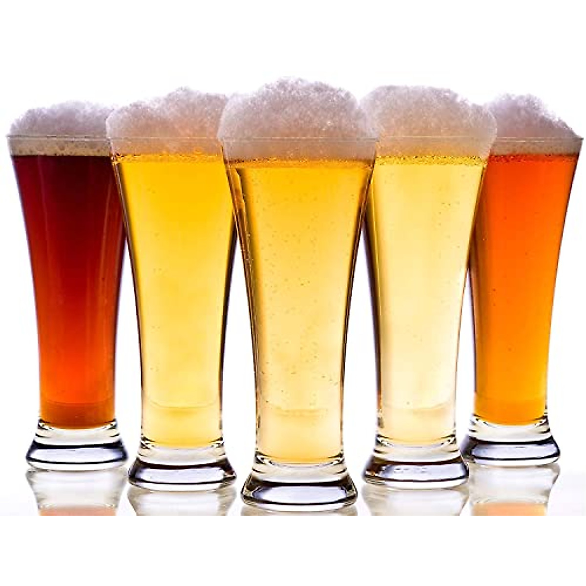 Circleware Quench Beer Drinking Glasses, Set of 4, Home & Kitchen Entertainment Dinnerware Highball Glassware for Water, Wine, Juice and Best Bar Liquor Dining Decor Beverage, 11.8 oz, Clear