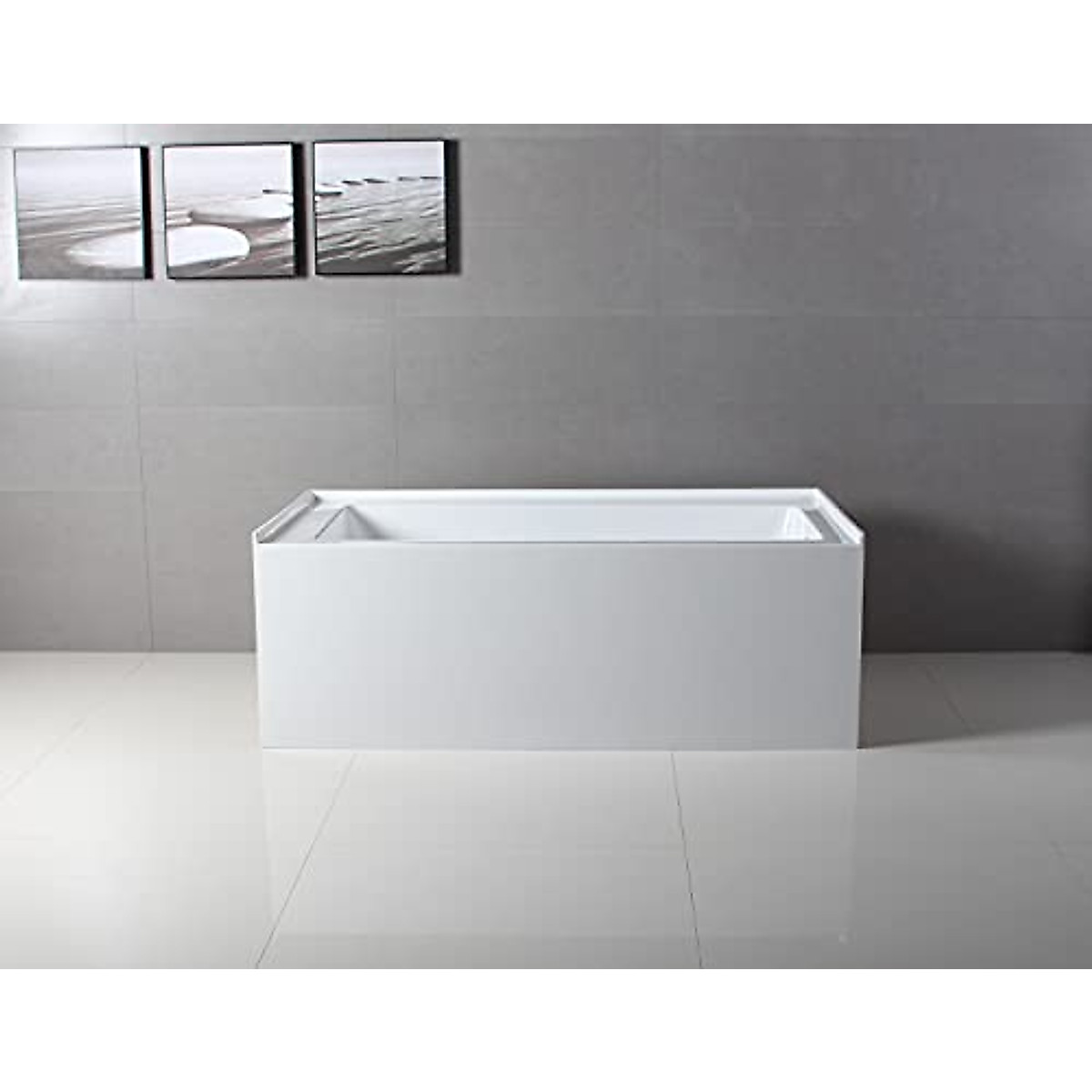 Kingston Brass Aqua Eden VTAP603622R 60-Inch Acrylic Alcove Tub with Right Hand Drain, White
