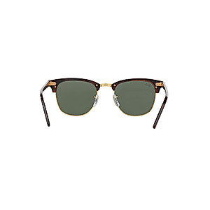 Ray-Ban RB3016 Clubmaster Sunglasses+ Vision Group Accessories Bundle(Mock Tortoise On Arista/Crystal Green (W0366),51) for unisex-adult