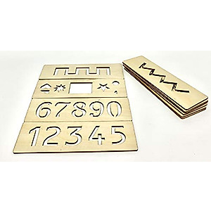 Bodima Educational Wood Handwriting Stencil Set | Easy-to-Use Writing Guide for Kids & Preschoolers | Letters & Number Stencils for More Convenient Handling & Tracing | Reusable Boards (Shapes)