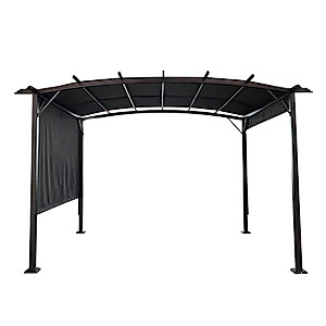 CLGrich 12’ X 9’ Outdoor Retractable Pergola Canopy,Metal Frame Grape Gazebo & Canopy Cover, Outdoor Steel Pergola Gazebo with Retractable Canopy Shades, Ideal for BBQ, Party, Beach and More