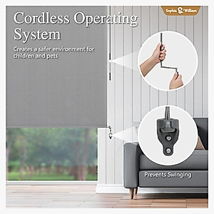 Sophia & William Outdoor Roller Shade Blinds Cordless Roll Up Shade,8'W x 6'H,Exterior Patio Shades with 95% UV Protection for Patio Porch Gazebo, Light Grey