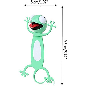 Lovely Bookmarks, Wakaka Funny 3D Cartoon Bookmark Animals Reading Bookmarks for Students Office Stationery Creative Gift Ideal for Boys Girls (Gecko)