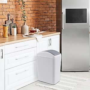 Asking 4.5 Gallon Small Trash Can with Swing-top Lid, 3-Pack Swing Plastic Waste Bin, Gray