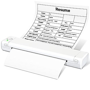Odaro M08F Portable Wireless Letter Printer for Travel, Bluetooth Thermal Inkless Small Printer, Support 8.5" X 11" Letter Size Thermal Paper, Work with Laptop Phone and Pad - White