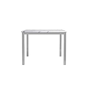 Coaster Furniture Athena Rectangle Marble Top Dining Table Carrara Mable and Chrome 110101