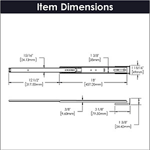Hickory Hardware Bottom Centered Drawer Mount,Not Compatible with Side Mount Drawers,Heavy Duty Center Drawer Slide for Cabinet & Dresser Drawers,Easy Open & Soft Close Glide Track,16 Inch,P1029/16-2C