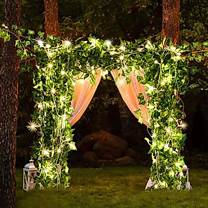 COCOBOO 168Ft 24 Pack Fake Vines with Lights, Ivy Garland Fake Leaves with 200 LED Srting Light, Green Hanging Vines for Bedroom Room Home Garden Wedding Wall Aesthetic Decor