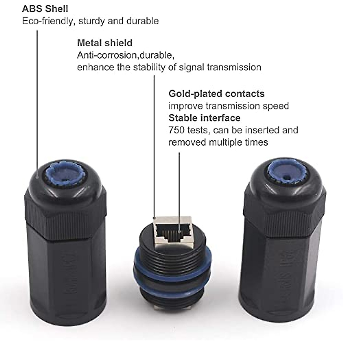 VCELINK Waterproof RJ45 Connector Shielded, Cat6/Cat5E/Cat5 Ethernet Coupler IP67, Outdoor Ethernet LAN Cable Extender Female to Female Adapter 5-Pack