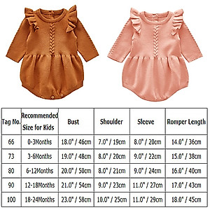 Fall Baby Outfits Baby Sweater Romper Infant Toddler Sweater Bodysuit Photoshoot Outfit Knit Ruffle Long Sleeve Autumn Winter Clothes Newborn Coming Home 1st Birthday Knitwear Apricot 0-3 Months