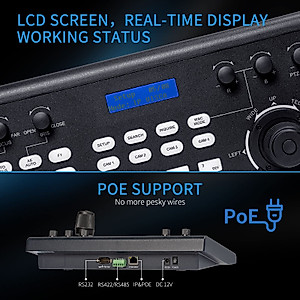 FEELWORLD KBC10 PTZ Camera Controller with Joystick and Keyboard Control LCD Screen PoE Supported for Live Streaming Church Conference