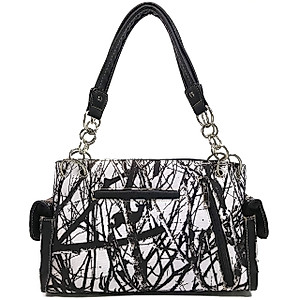 Zelris Camouflage Shine Glow Cross Women Conceal Carry Handbag with Wallet Set (Black)