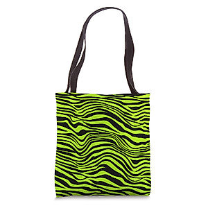 Bright and Bold Black and Green Tiger Print Animal Trendy Tote Bag
