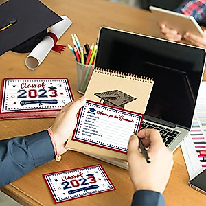 Graduation Party Decoration Red and Blue Congrats Grad Card Box with 48 PCS Advice Cards,Class of 2023 Holder Box Gift Box for College High School Graduation