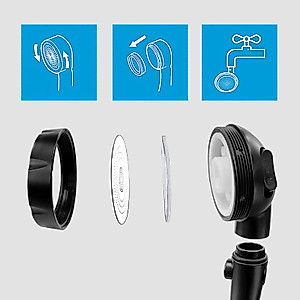 KAIYING Drill-Free High Pressure Handheld Shower Head with ON/OFF Pause Switch 3 Spray Modes Water Saving Showerhead, Detachable Puppy Shower Accessories (N:Shower Head (Black)+Bracket+Hose)