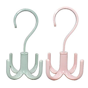 Closet Hanging Organizer Storage Purse Rack Handbag 360 Degree Rotating 4 Hooks for Belt Scarf Tie Rack Holder