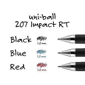 uni-ball 65872 Impact 207 Rollerball Retractable Gel Pen, Red Ink, Bold, 1/Ea
