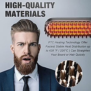 Beard Straightener Kit, Beard Growth Grooming Kit, Beard Straightener, Beard Growth Oil, Beard Wash Shampoo, Conditioner, Balm, Wax, Comb, Brush, Scissor, Bag, Gifts for Men Him Dad Boyfriend