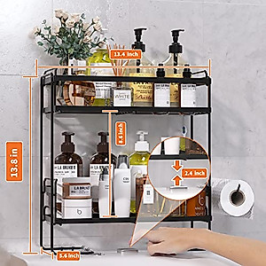 NUTSAAKK Bathroom Over The Toilet Storage Shelf, 2-Tier Bathroom Organizer Over Toilet, Above Toilet Storage with Non-Trace Adhesive, No Drilling Toilet Organizer, Toilet Paper Holder (Upgrade Black)