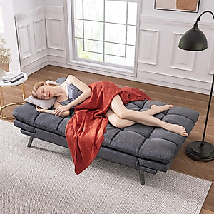 Hcore Convertible Memory Foam Bed Couch,Futon Loveseat Sleeper Sofa Sofabed, Standard Grey