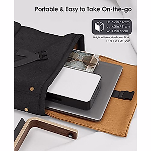 ALBINA Litght Therapy Lamp UV-Free 10,000 Lux Sunlight Lamp with 5 Adjustable Brightness 4 Timer Function, Detachable Stand Wooden Frame, Sun Lamp for Home/Office (Black/Walnut)