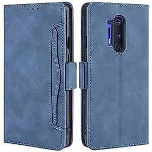 HualuBro OnePlus 8 Pro Case, Magnetic Full Body Protection Shockproof Flip Leather Wallet Case Cover with Card Slot Holder for OnePlus 8 Pro Phone Case (Blue)