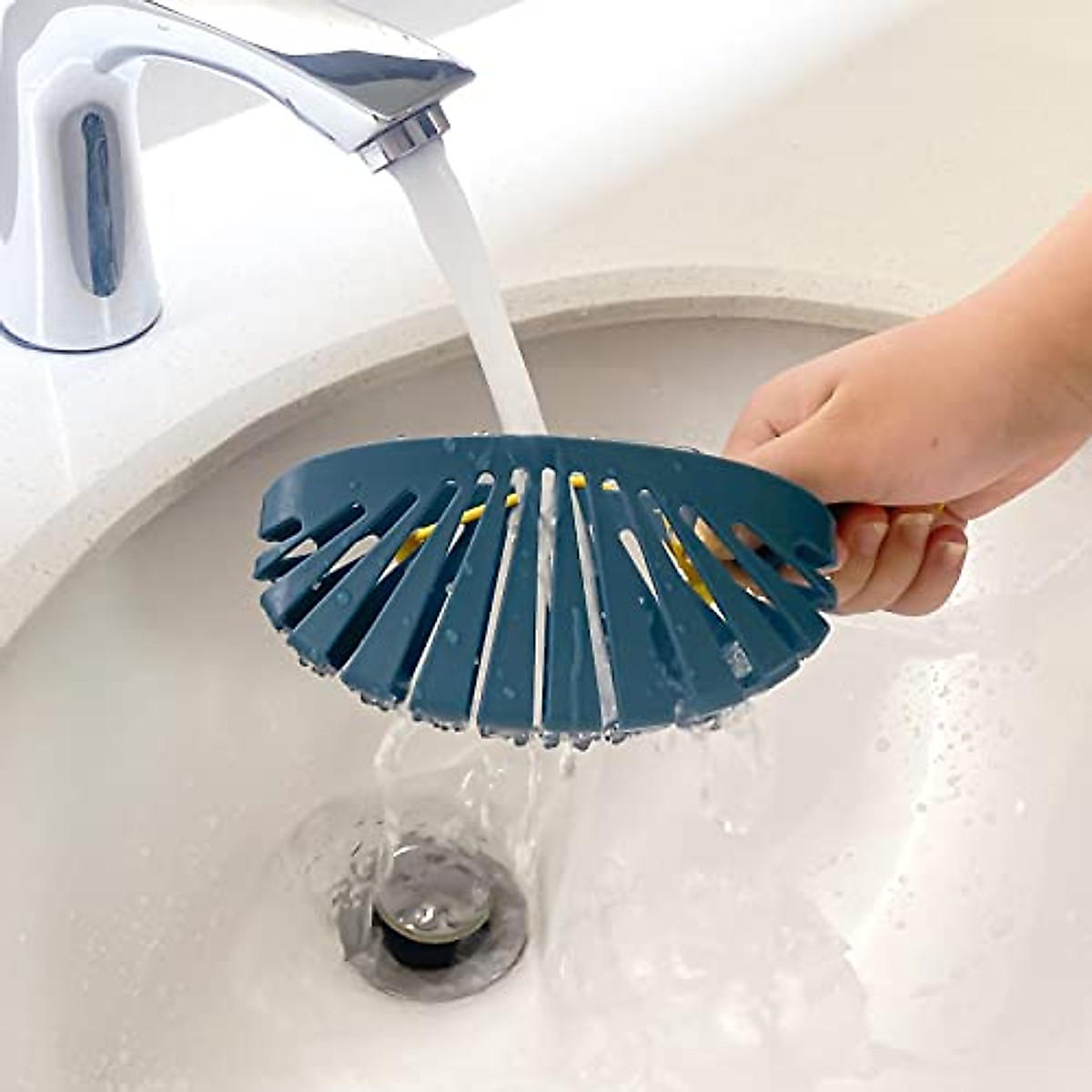 SDUSEIO Kitchen Sink Shelf Soap Sponge Drain Rack Holder Hanging Basket Storage Kitchen Organizer Sink Accessories Sink Caddy for Kitchen Bathroom, (Blue）