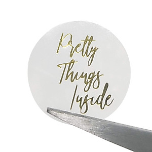 FUNWALTILES Clear Gold Pretty Things Inside 500pcs Wedding Gift Decoration Mail Seals Roll Labels Sticker Round 1"