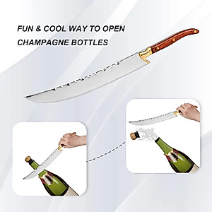 XuSha Champagne Saber Champagne Sword Wine Knife Bottle Opener Wood Handle with Gift Box (Red handle + Gift Box)