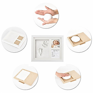 VolksRose Baby Handprint & Footprint Photo Kit, Toddlers Picture Frame, Newborns Girls and Boys Hand and Foot Unique Foamed Mold Print – Perfect for Baby Boy and Girl Room Decor (White) #1