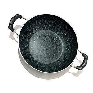 Deep Kadhai Aluminium Non Stick Kadai with Glass Lid Deep Fry Kadai Non Stick Cookware Cooking Pan Non Stick All Purpose Pan Stir Fry Pan Multipurpose Pan Aluminium Kadhai