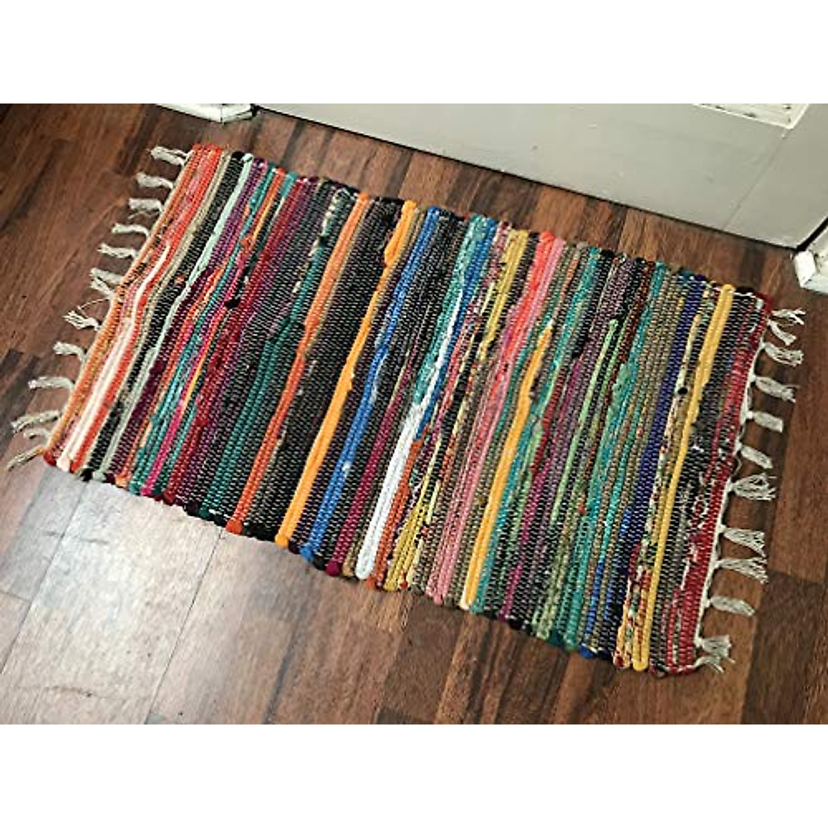 About Home Handwoven Multicolored Rag Rug for Living Room, Kitchen Floor 20"x 32"