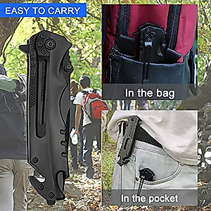 Engraved Pocket Knife Gift For Men, Everyday Carry, Personalized Boyfriend Gift, Christmas Gifts For Men, Fathers Day, Hunting Knives (Blace)